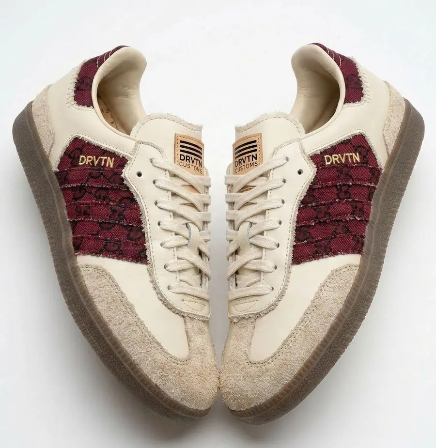 Deconstructed Red GG Adidas Samba - Derivation Customs - Custom ...